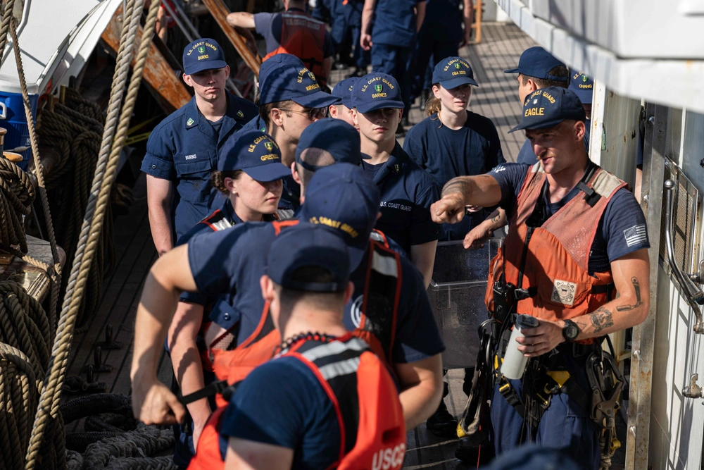 DVIDS - Images - USCGC Eagle crew teaches cadets how to climb masts ...