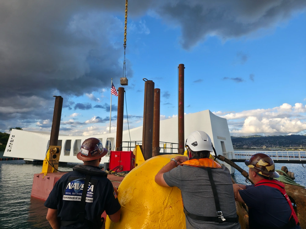 DVIDS - Images - U.S. Navy contractors prepare for USS Arizona platform ...