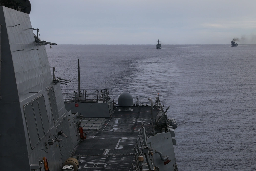 DVIDS - Images - The USS John Finn sails in formation with the JS Osumi ...