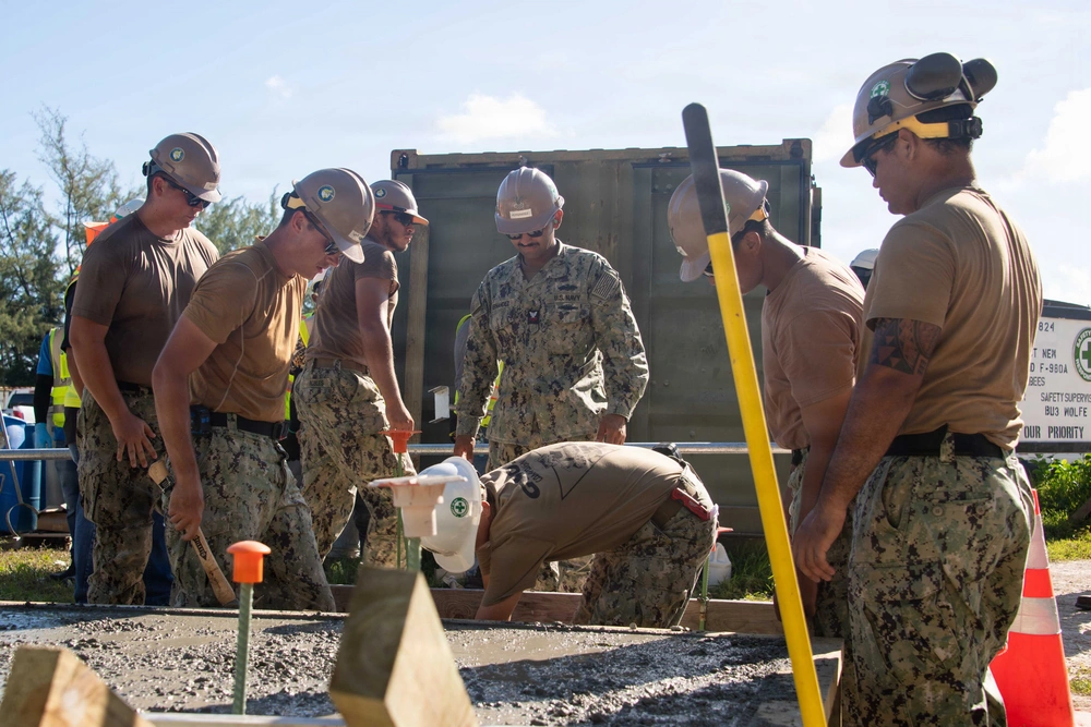 DVIDS - Images - Seabees pour concrete for a Tension Fabric Structure ...