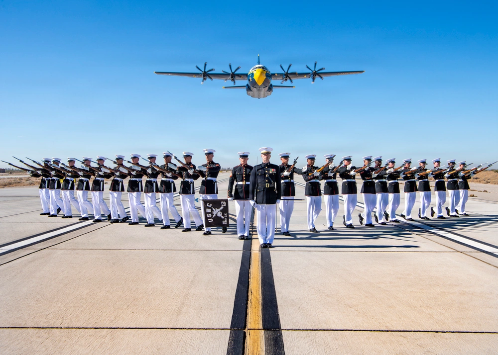 DVIDS - Images - Fat Albert Flies Over Silent Drill Platoon [Image 1 of 10]