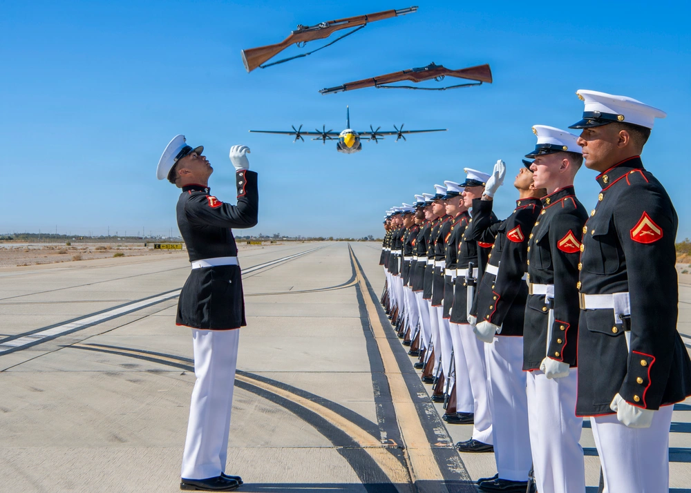 DVIDS - Images - Fat Albert Flies Over Silent Drill Platoon [Image 7 of 10]