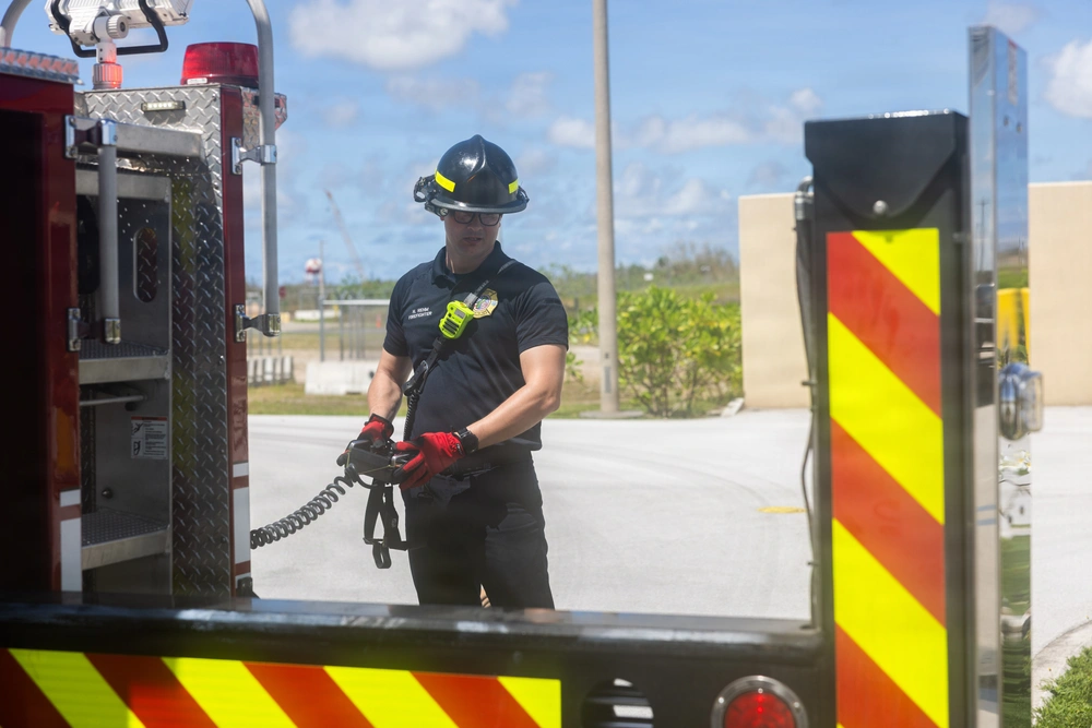 DVIDS - Images - Camp Blaz firefighters perform an ariel pump test ...