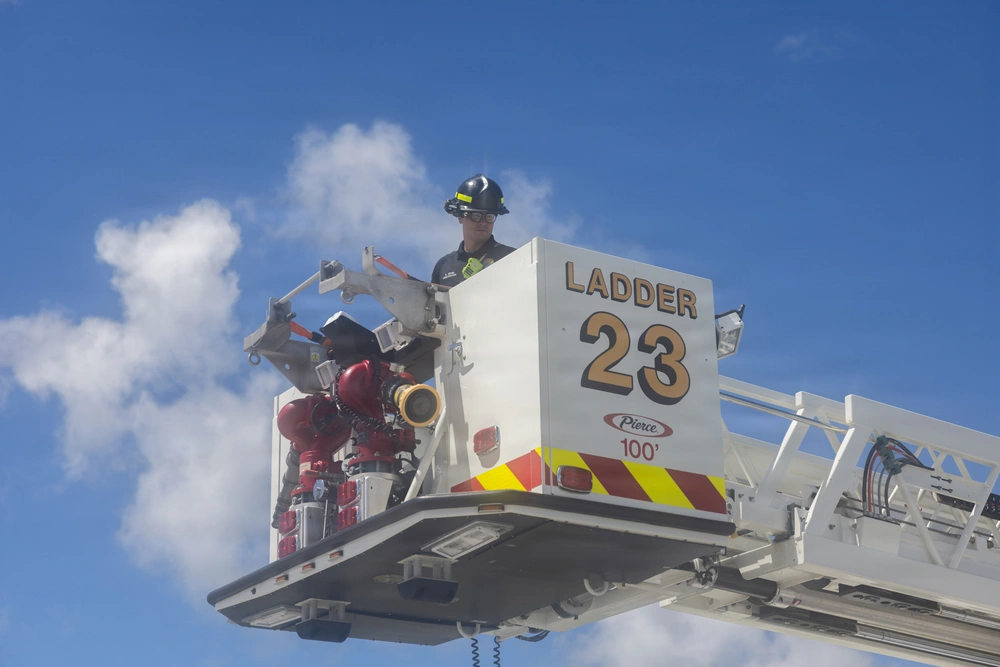 DVIDS - Images - Camp Blaz firefighters perform an ariel pump test ...